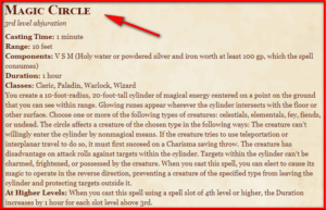 Magic Circle 5E Spell In DnD - D&D 5e Character Sheets