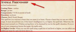 Animal Friendship D&D 5th Edition - D&D 5e Character Sheets