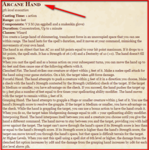 Arcane Hand D&D 5th Edition - D&D 5e Character Sheets