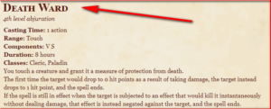 Death Ward 5E Spell In DnD - D&D 5e Character Sheets