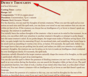 Detect Thoughts 5E Spell In DnD - D&D 5e Character Sheets