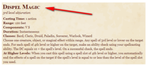 Dispel Magic D&D 5th Edition - D&D 5e Character Sheets