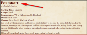 Foresight 5E Spell In DnD - D&D 5e Character Sheets