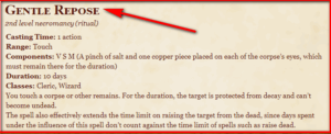 Gentle Repose 5E Spell In DnD - D&D 5e Character Sheets