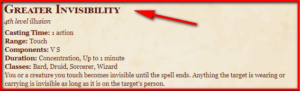 Greater Invisibility 5E Spell In DnD - D&D 5e Character Sheets
