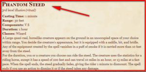 Phantom Steed D&D 5th Edition - D&D 5e Character Sheets