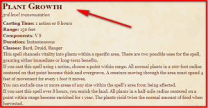 Plant Growth 5E Spell In DnD - D&D 5e Character Sheets