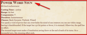 Power Word Stun 5E Spell In DnD - D&D 5e Character Sheets