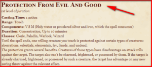 Protection from Evil and Good D&D 5th Edition - D&D 5e Character Sheets