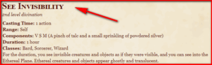 See Invisibility D&D 5th Edition - D&D 5e Character Sheets