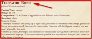 Telepathic Bond D&D 5th Edition - D&D 5e Character Sheets