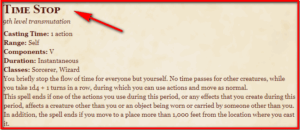 Time Stop Spell D&D 5th Edition - D&D 5e Character Sheets