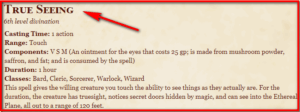 True Seeing D&D 5th Edition - D&D 5e Character Sheets