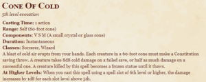 Cone Of Cold 5E Spell In DnD - D&D 5e Character Sheets