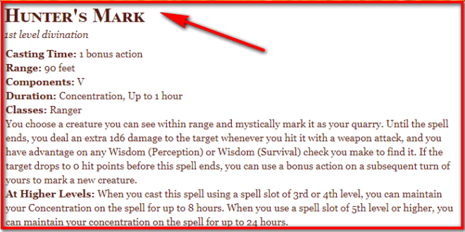 Hunter's Mark D&D 5th Edition - D&D 5e Character Sheets